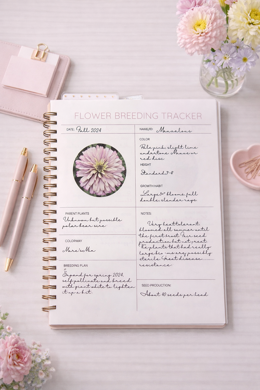 Flower Breeding Tracker Printable Planner Insert – ZinniaSeeds.com